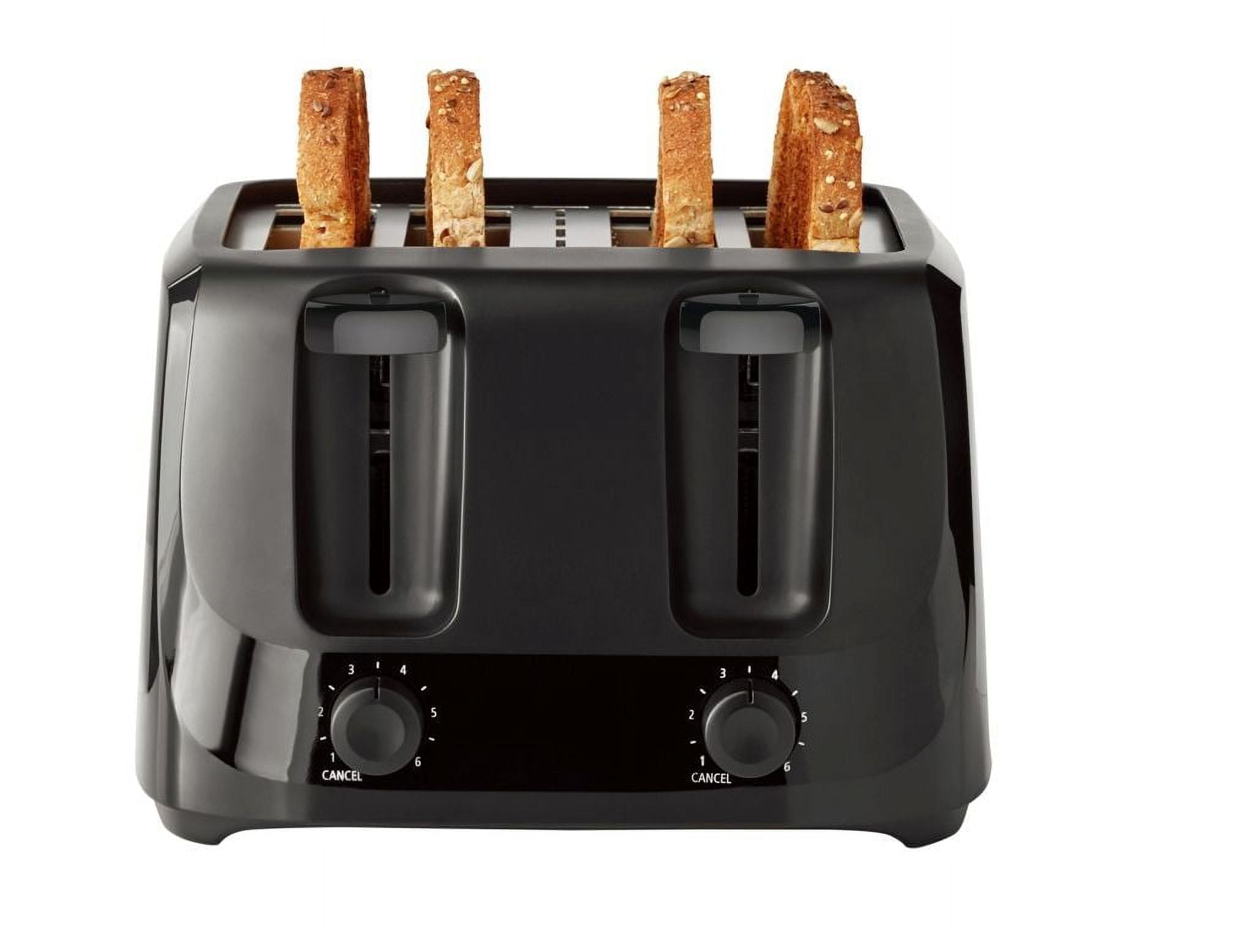 Mainstays 4-Slice Toaster Black with 6 Shade Settings and Removable Cr ...